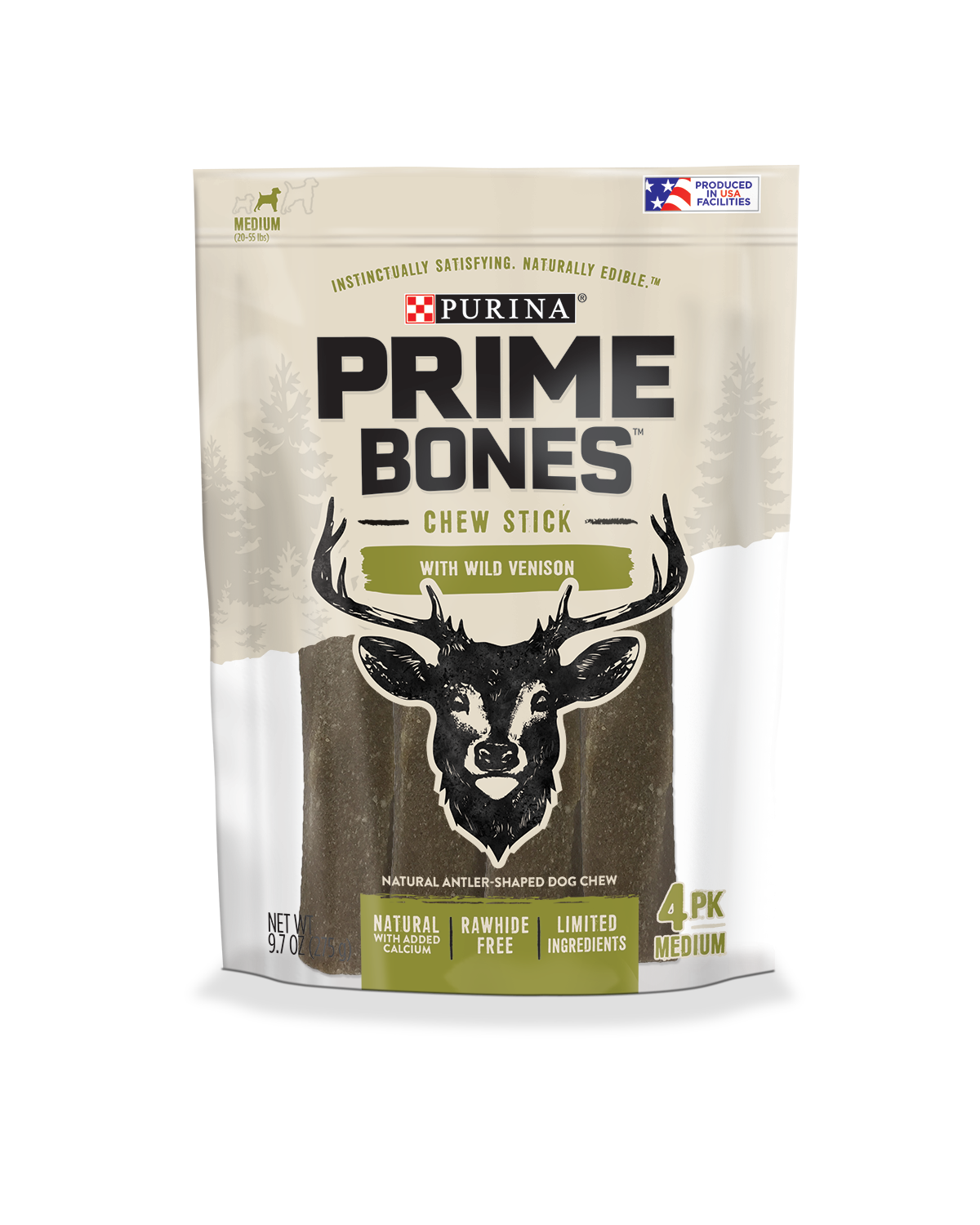 Prime Bones Chew Stick With Wild Venison For Medium Dogs